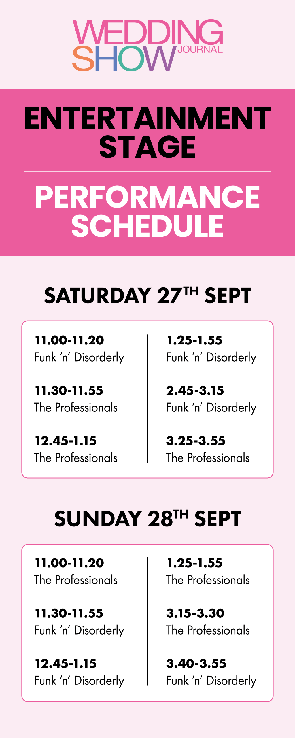 Entertainment Stage Weekend Schedule - Wedding Journal Online Tickets